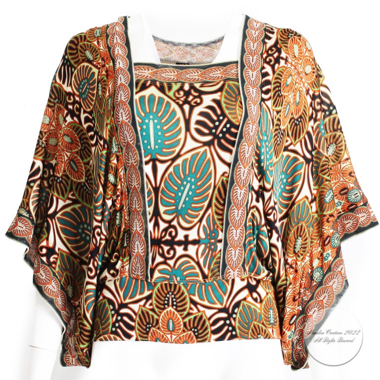 Jean Paul Gaultier Top Blouse Angel Sleeve Paisley Print Mesh Soleil ...