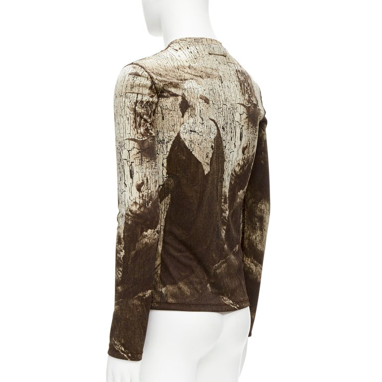 JEAN PAUL GAULTIER Vintage brown hue cracked texture religion print top ...