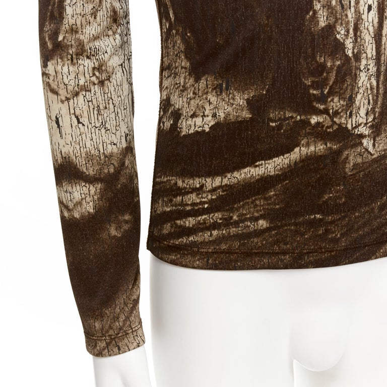 JEAN PAUL GAULTIER Vintage brown hue cracked texture religion print top ...