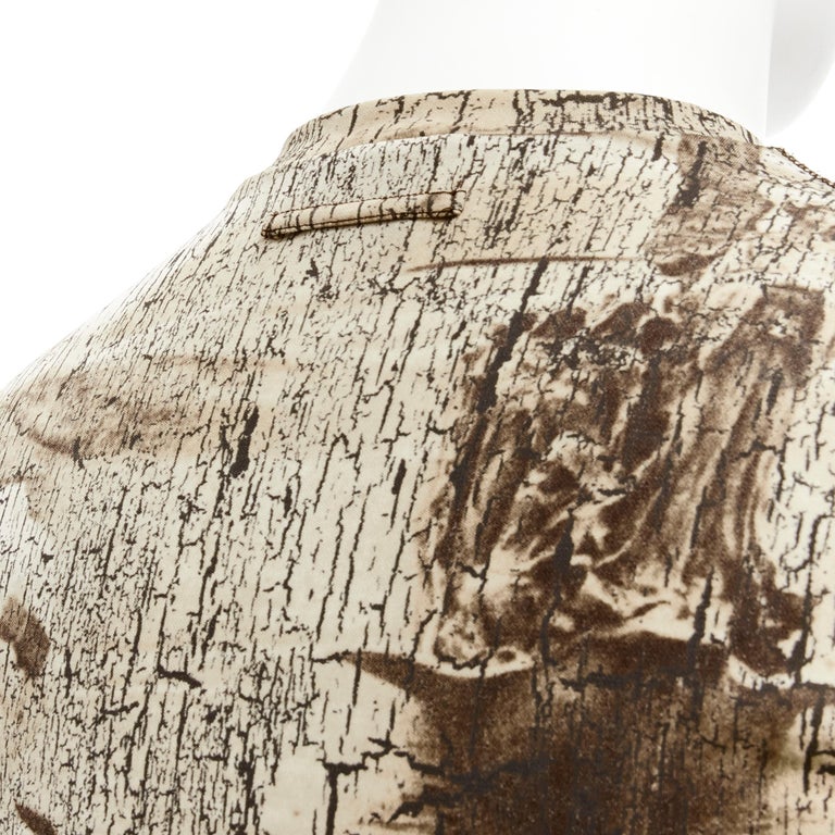 JEAN PAUL GAULTIER Vintage brown hue cracked texture religion print top ...