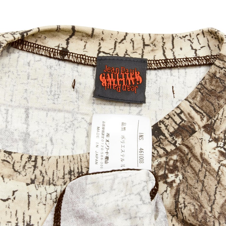 JEAN PAUL GAULTIER Vintage brown hue cracked texture religion print top ...