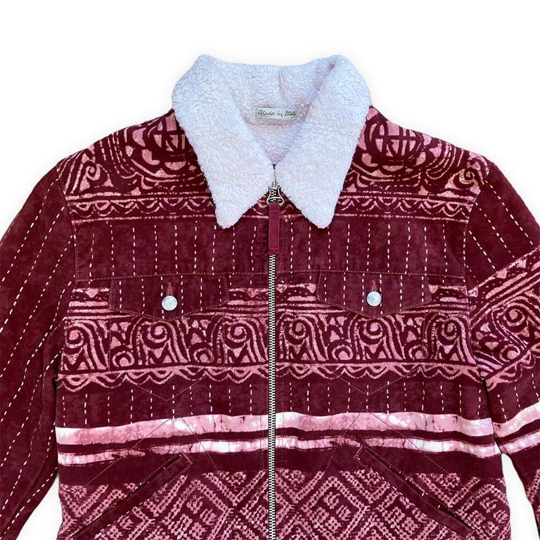 Jean Paul Gaultier Vintage Denim Tribal Pattern Sherpa Jacket For Sale ...