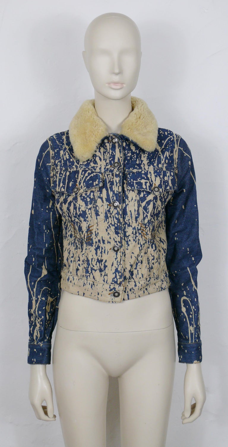 Jean Paul Gaultier Vintage Jackson Pollock Inspired Denim Jacket Size S ...
