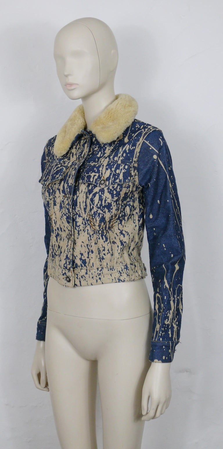 Jean Paul Gaultier Vintage Jackson Pollock Inspired Denim Jacket Size S ...
