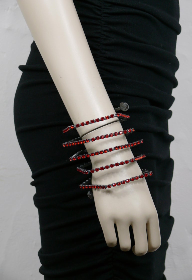 JEAN PAUL GAULTIER Vintage Jewelled Coil Cuff Bracelet For Sale at 1stDibs