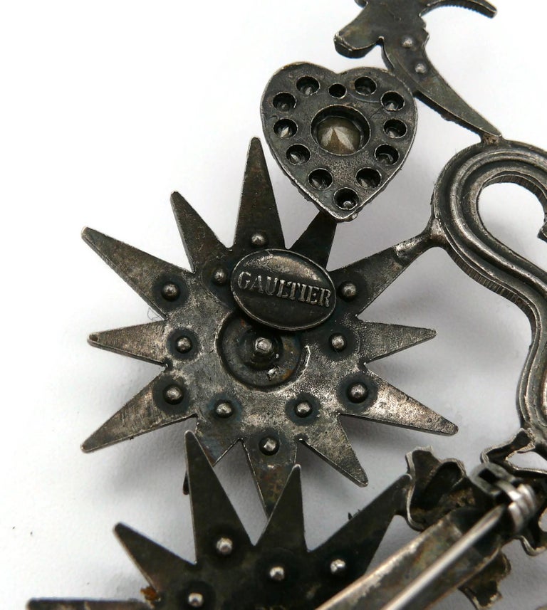 JEAN PAUL GAULTIER Vintage Massive Jewelled Brooch For Sale at 1stDibs
