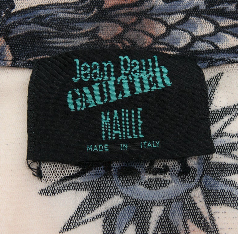 Jean Paul Gaultier Vintage Safe Sex For Ever Tattoo Sheer Mesh Shirt