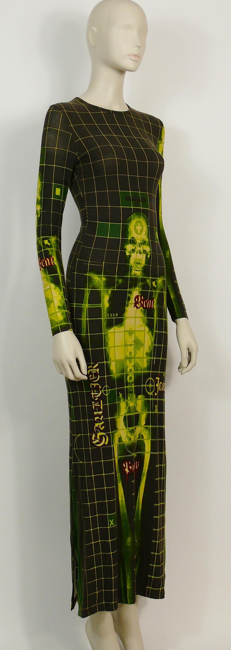 Jean Paul Gaultier Vintage X-Ray Skeleton Print Maxi Dress at 1stDibs