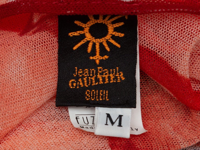 Jean Paul Red and Multicolor Gaultier Soleil Mesh Printed Top For Sale ...