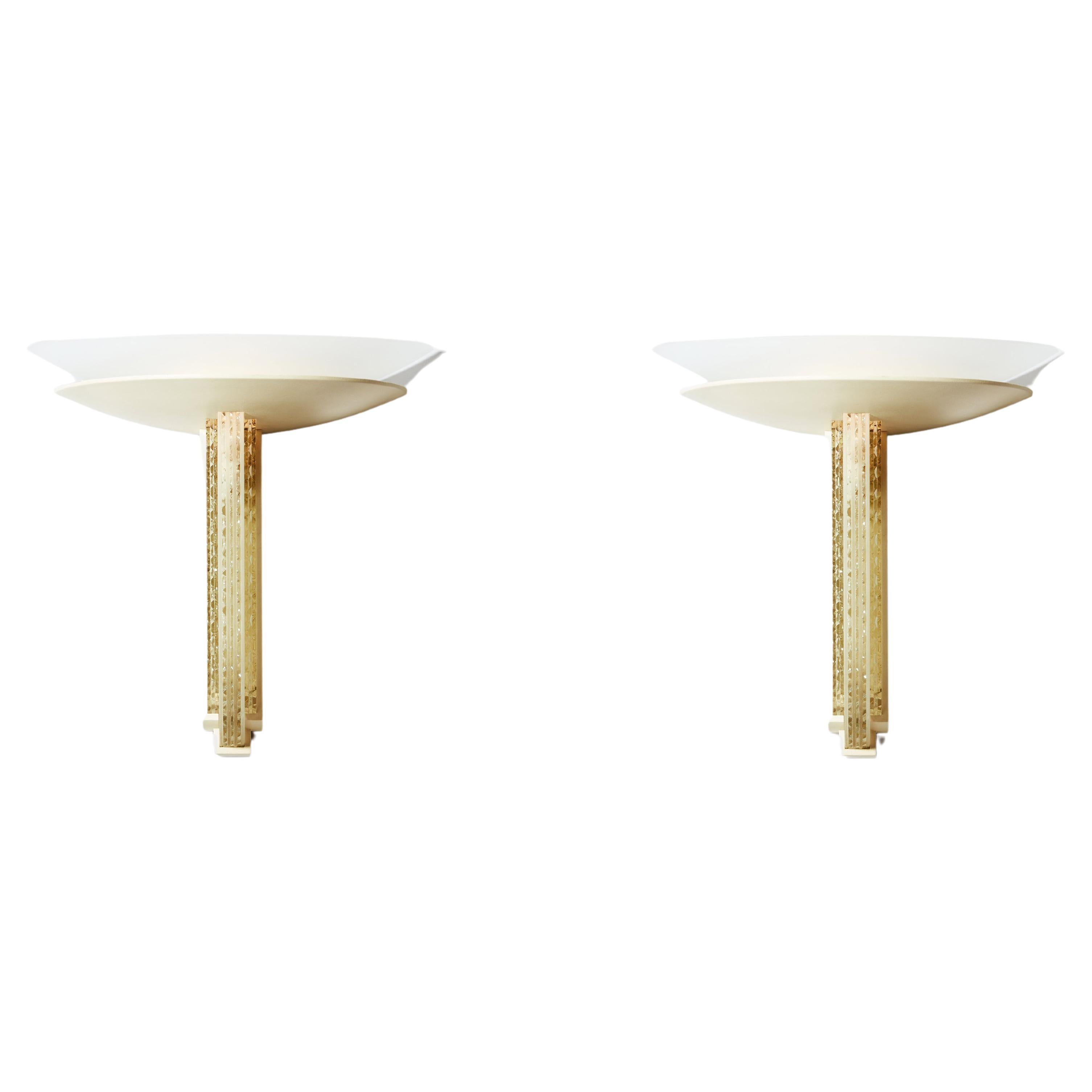 Jean Perzel pair of original cut glass wall lights No 650 from 1930s ...
