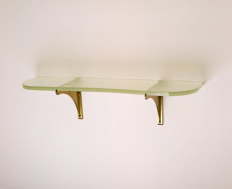 Jean Perzel, Wall-Mounted St. Gobain Glass Shelf, 1930s at 1stDibs