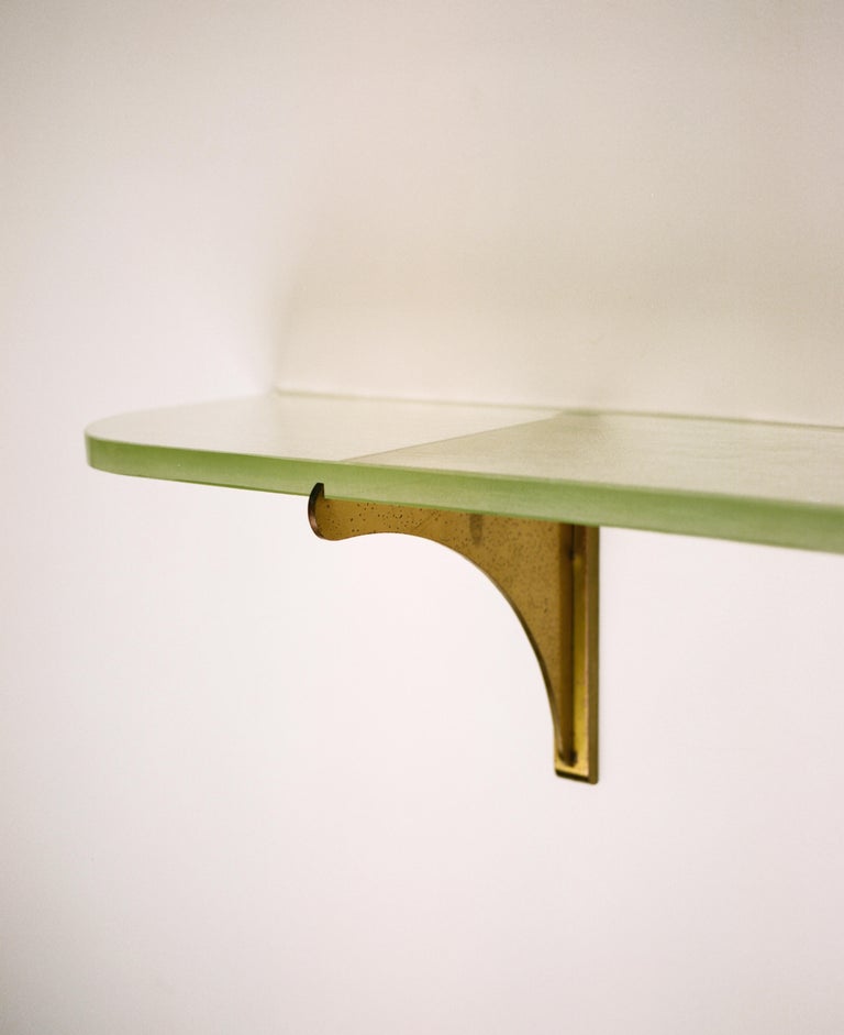 Jean Perzel, Wall-Mounted St. Gobain Glass Shelf, 1930s at 1stDibs