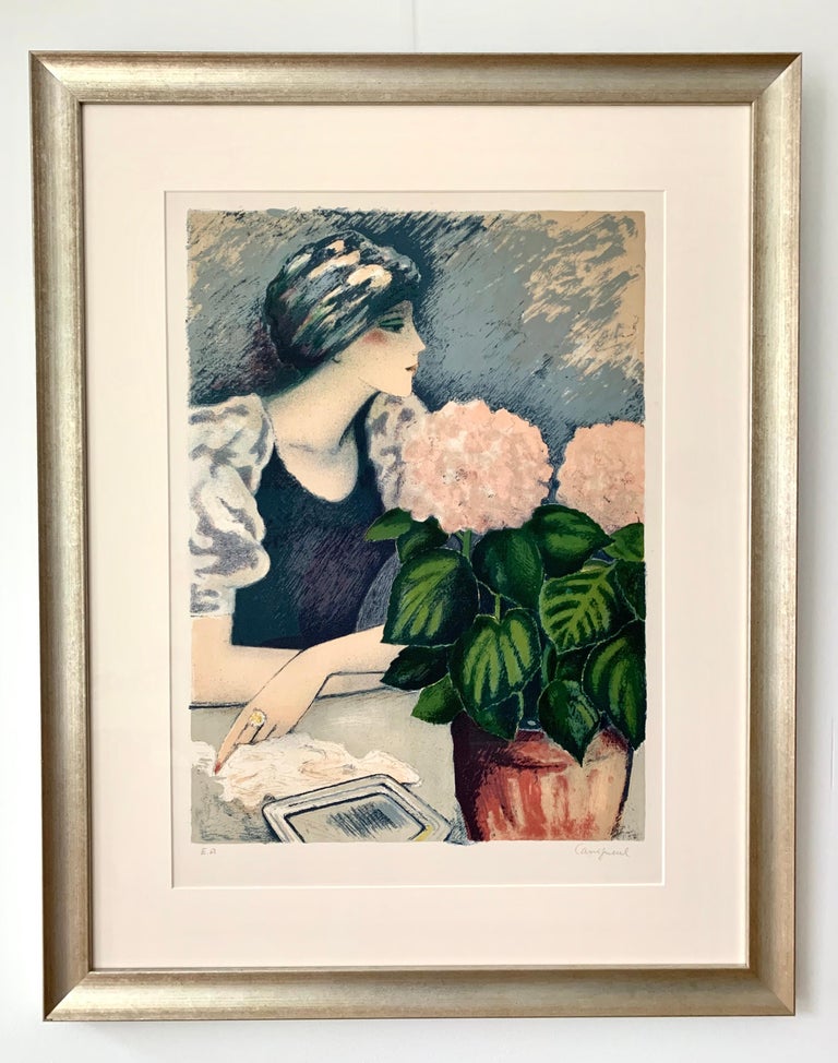 Jean-Pierre Cassigneul - Jeune Femme au Hortensia For Sale at 1stDibs