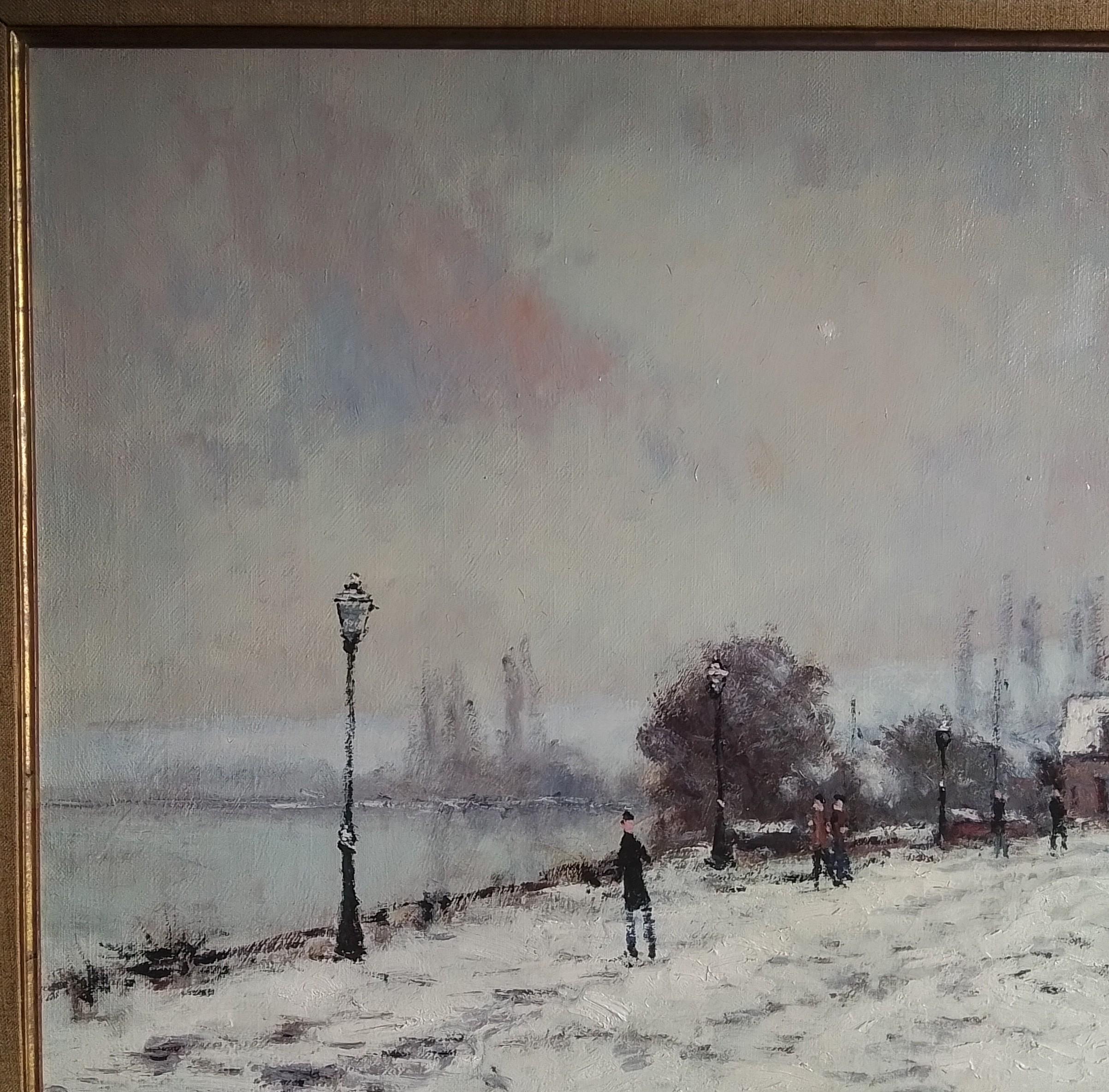 Jean-Pierre Dubord - Snow effects on the Seine in France, impressionist ...