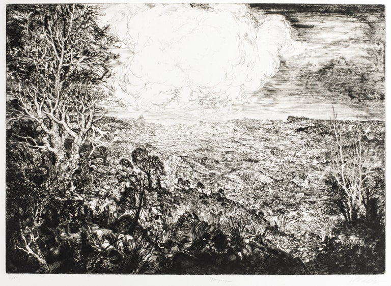 Jean Pierre Velly - Landscape with Cars - Original Etching by J.P ...