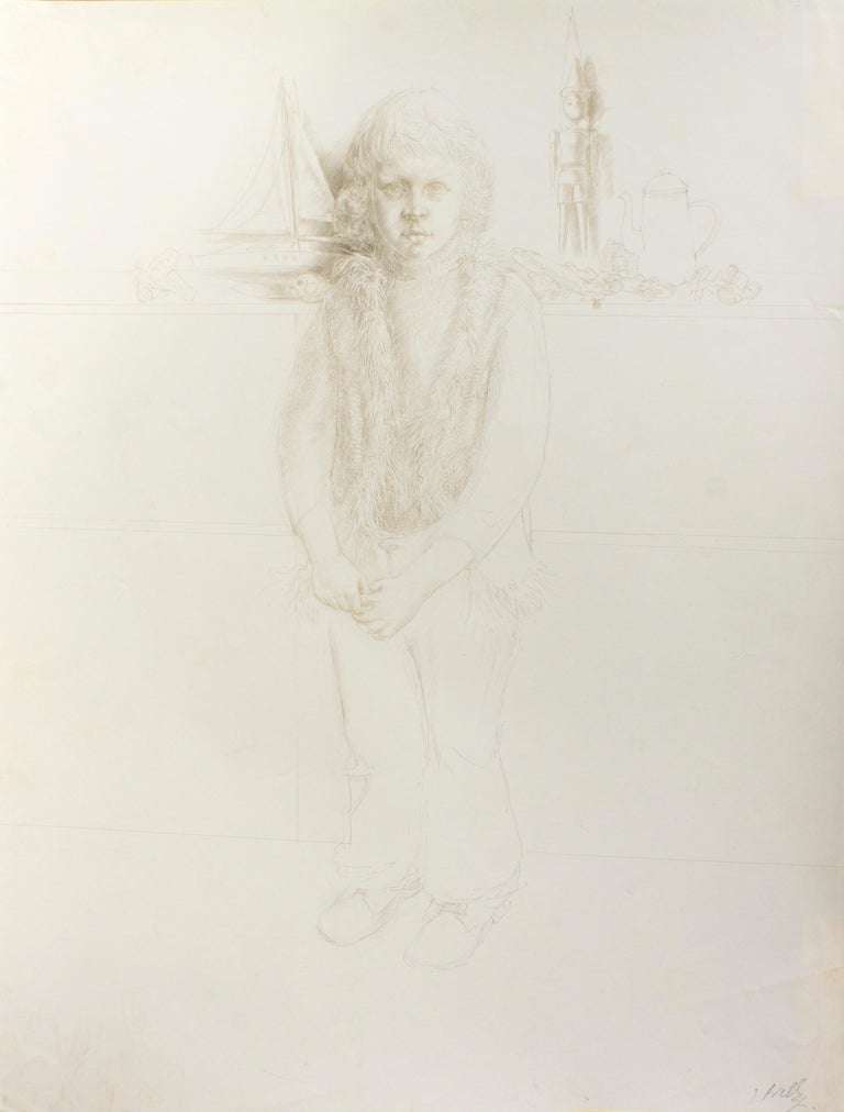 Jean Pierre Velly - Portrait of a Child no.4 - Original Silver point by ...