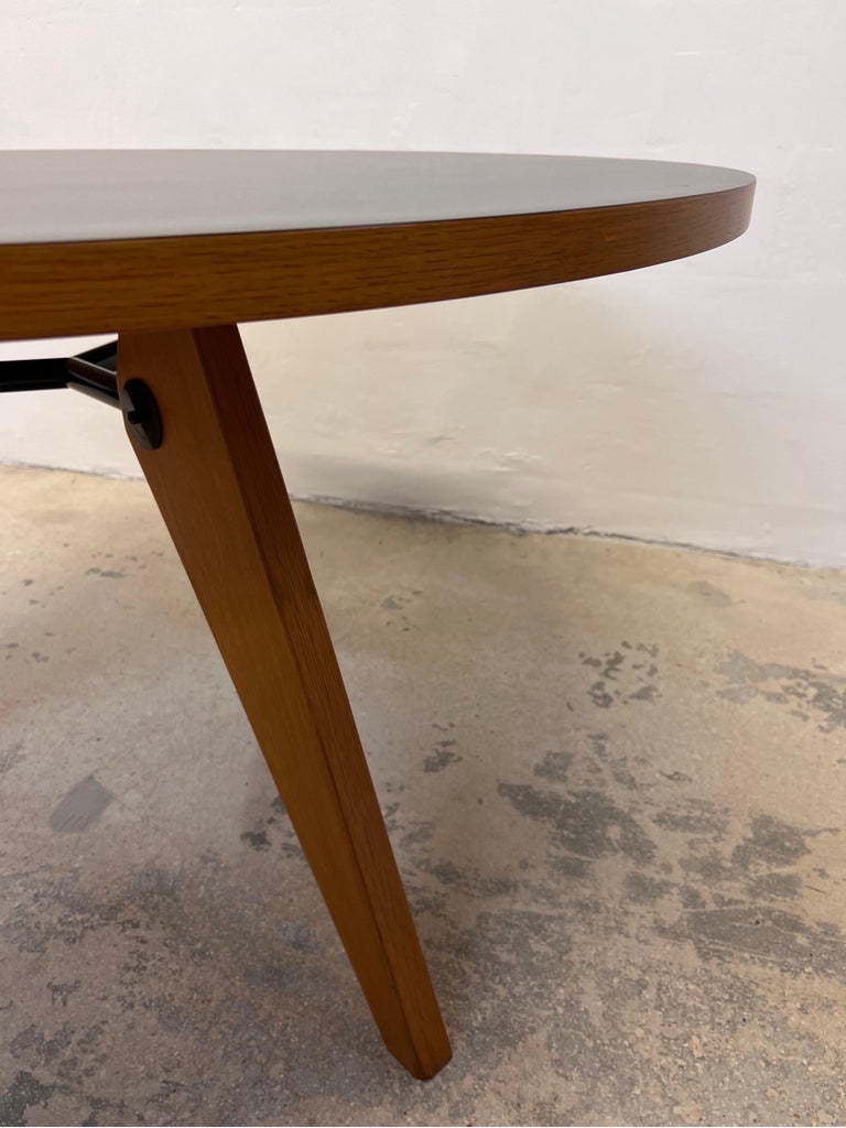 Jean Prouve Gueridon Dining Table in Oak with Matte Black Top for Vitra ...