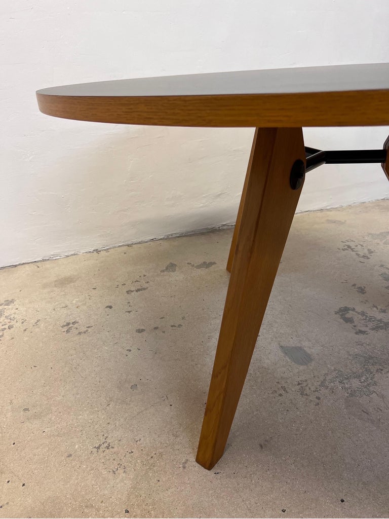 Jean Prouve Gueridon Dining Table in Oak with Matte Black Top for Vitra ...