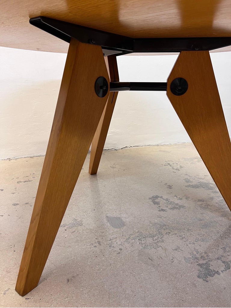Jean Prouve Gueridon Dining Table in Oak with Matte Black Top for Vitra ...