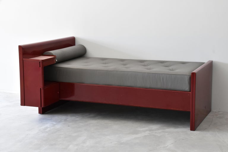 Jean Prouvé and Jules Leleu, Bed or Daybed, Lacquered Metal, Leather ...