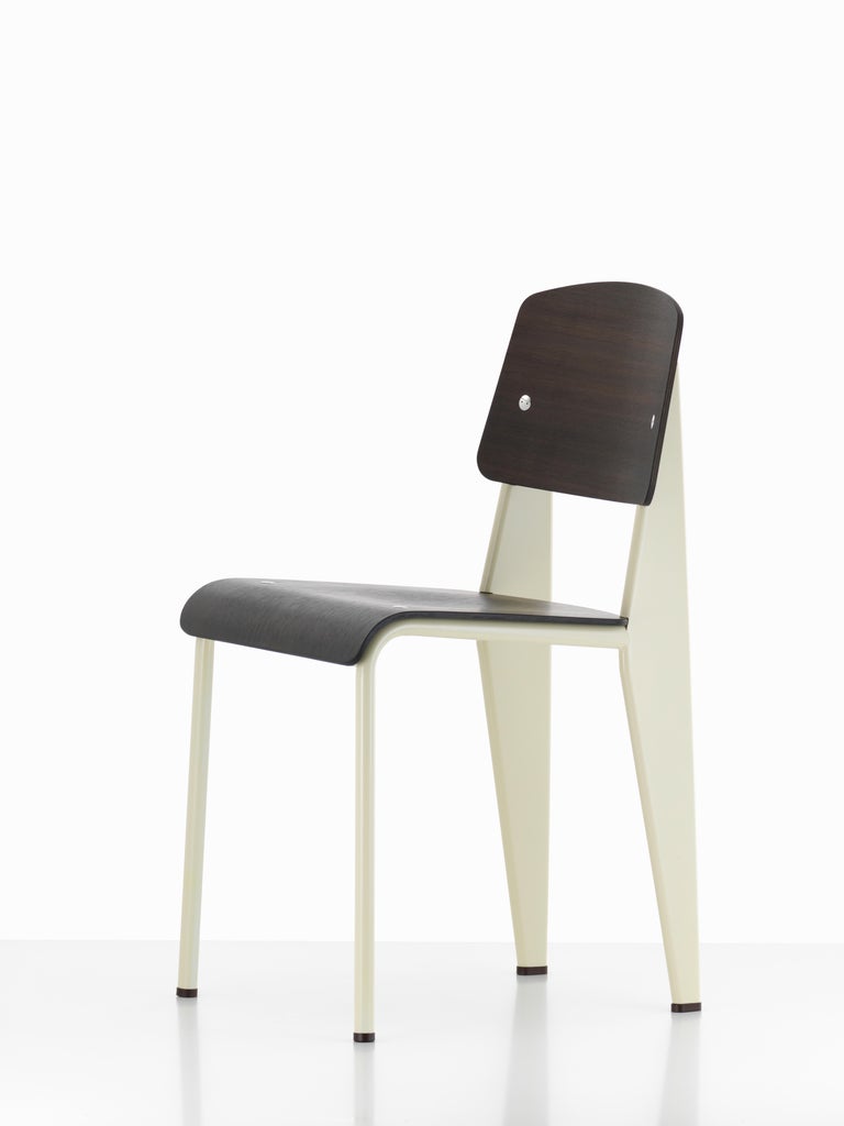 Jean Prouvé Standard Chair in Natural Oak and Blue Metal for Vitra For ...