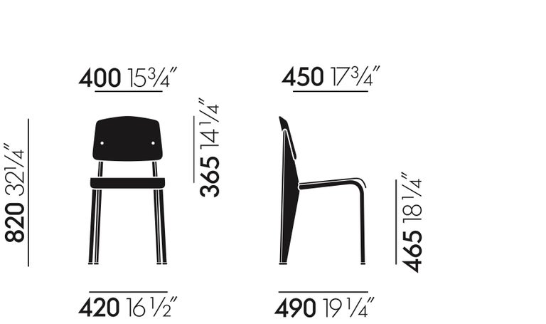 Jean Prouvé Standard Chair in Natural Oak and Blue Metal for Vitra For ...