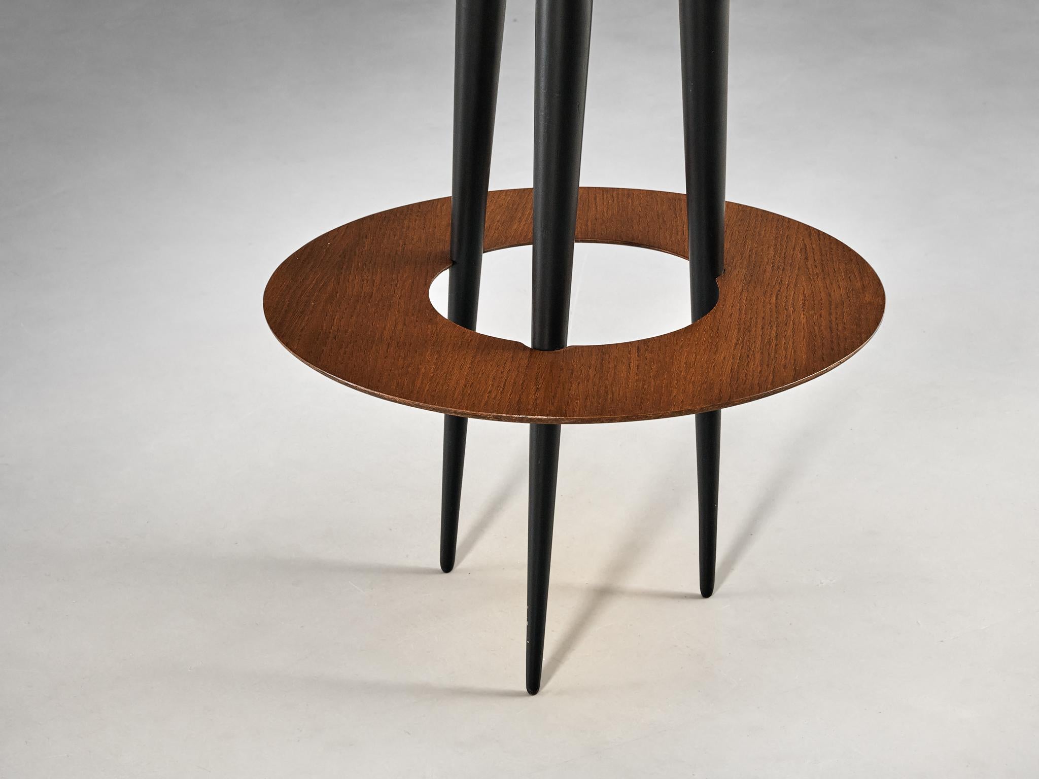 Jean Rispal Floor Lamp in Oak and White Canvas For Sale at 1stDibs