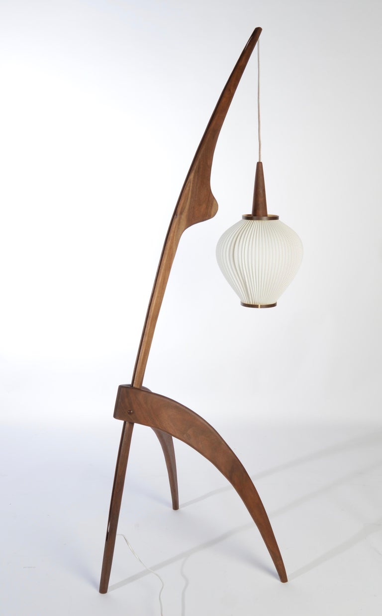 Jean Rispal “Praying Mantis” Floor Lamp in Walnut-France designed ...