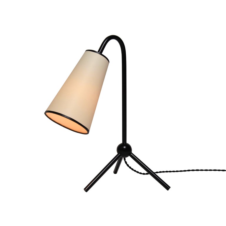 Jean Royère Style "1955" Table Lamp in Black with Patinated Gold Leaf ...