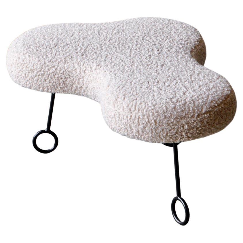 Jean Royere Goat Hair X-Shaped Stool For Sale at 1stDibs