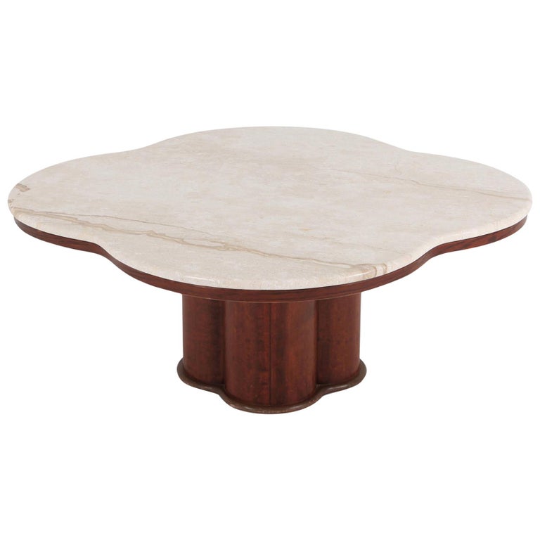 Jean Royère Style Travertine Coffee Table at 1stDibs