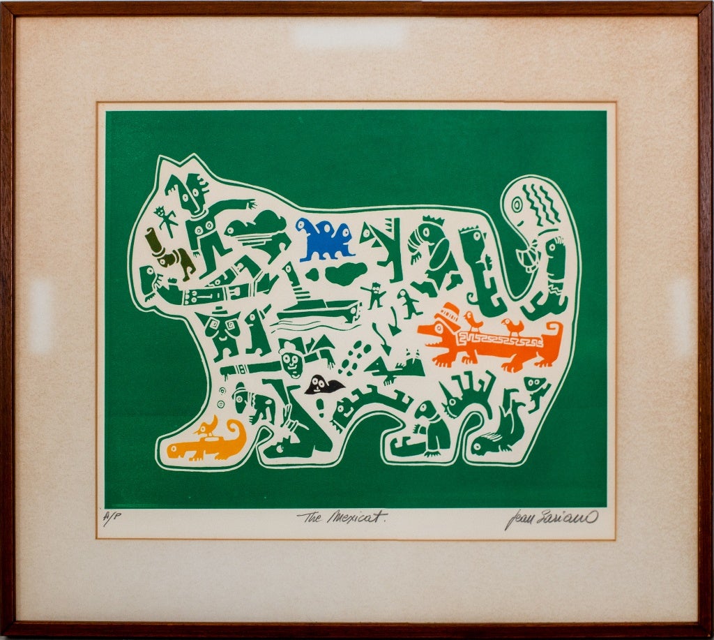 Jean Sariano "The Mexicat" Lithograph For Sale at 1stDibs
