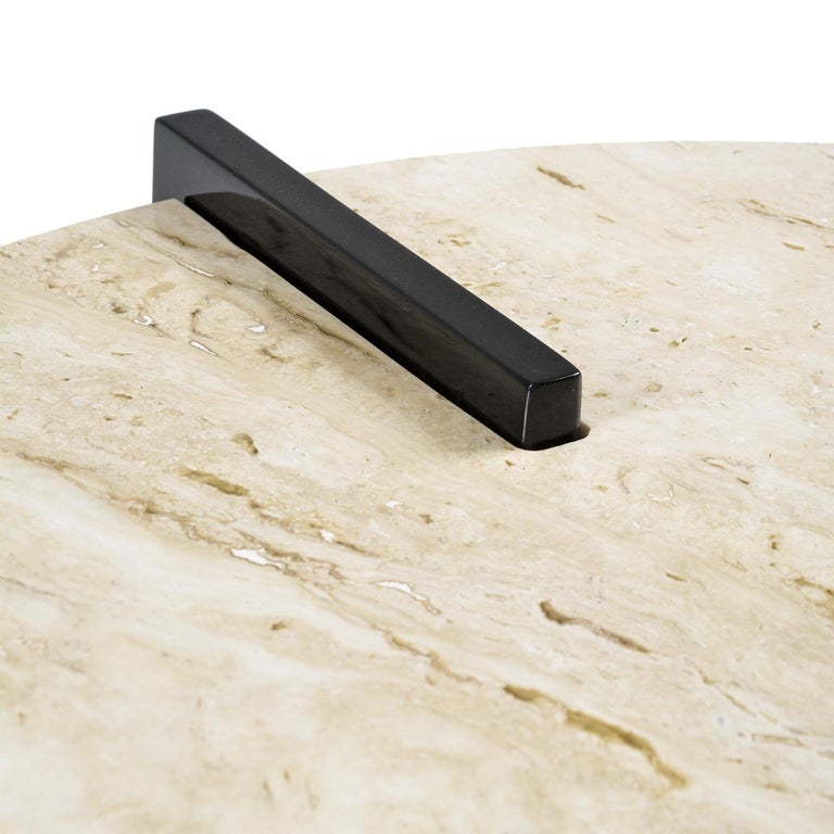 Jean Side Table, Lacquered Mdf Legs, Polished Travertine Marble Top For ...