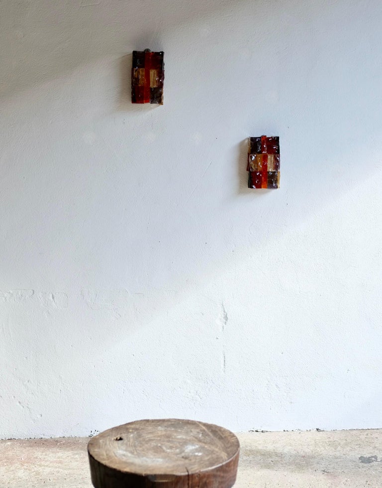 Jean Simon Labret Glass Sconces, 1970's For Sale at 1stDibs