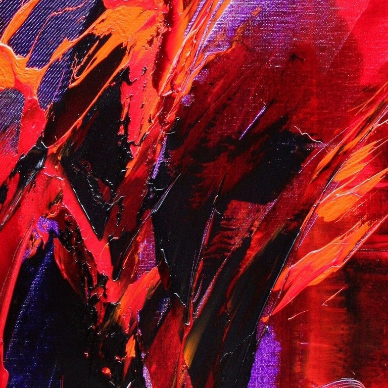 Jean Soyer - Purple, Red, Orange and Black Vertical Abstract Oil ...