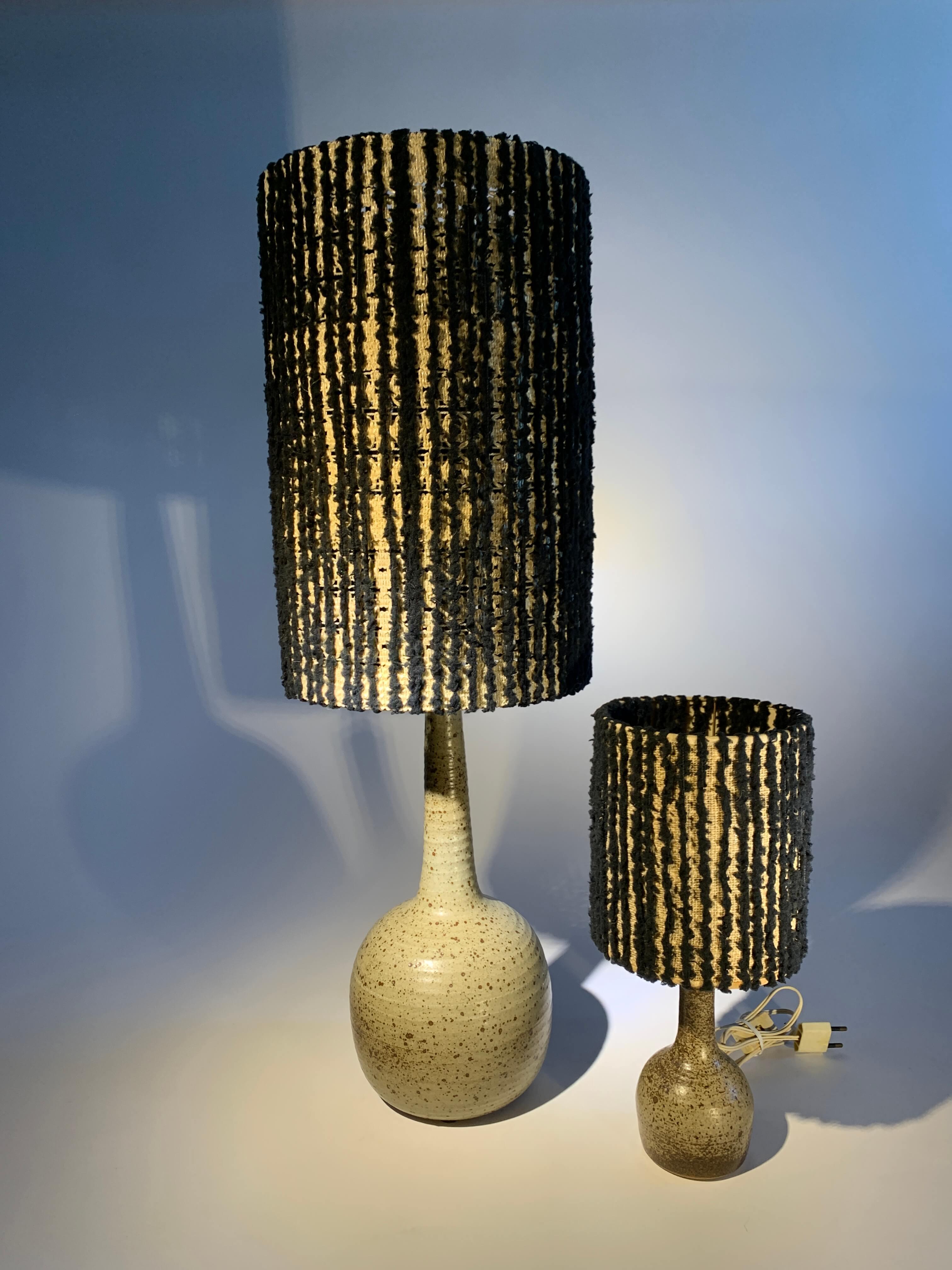 Jean TESSIER set of 2 French sandstone lamps For Sale at 1stDibs