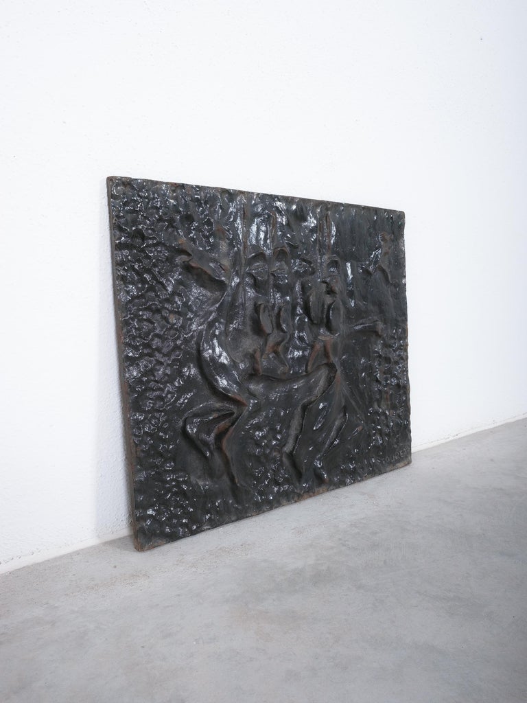 Jean Touret Brutalist Midcentury Cast Iron Fire Plate Fireback, France ...