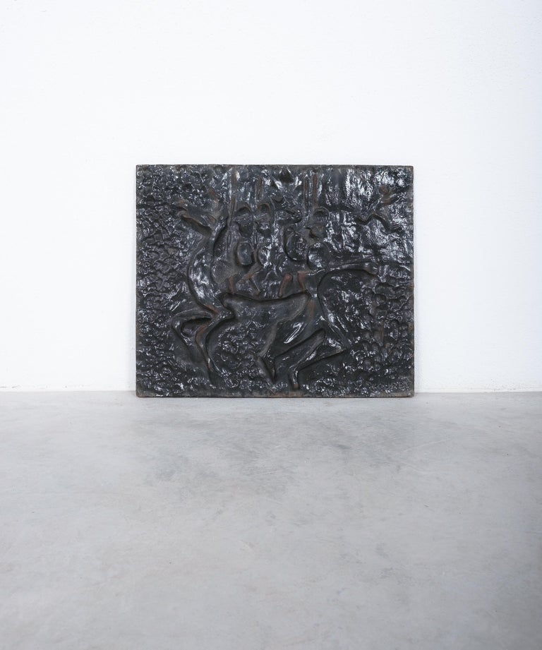 Jean Touret Brutalist Midcentury Cast Iron Fire Plate Fireback, France ...