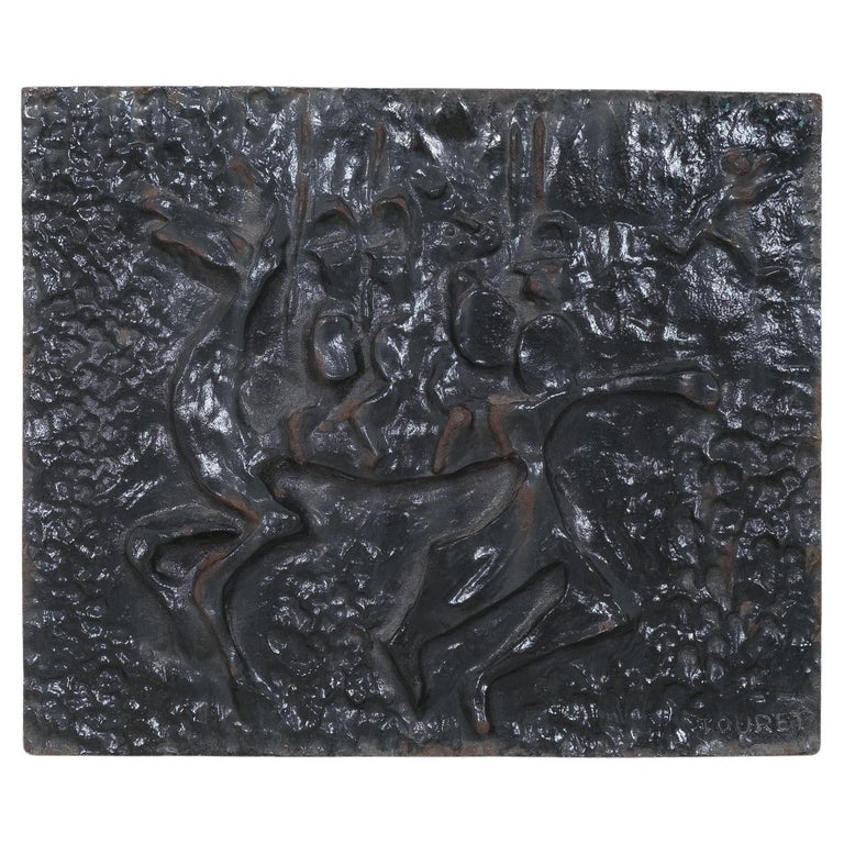 Jean Touret Brutalist Midcentury Cast Iron Fire Plate Fireback, France ...