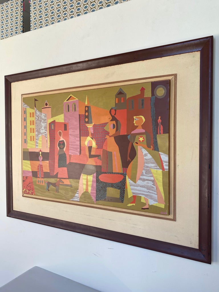 Jean Varda, Abstract Expressionist Collage Lithograph of Ladies About ...