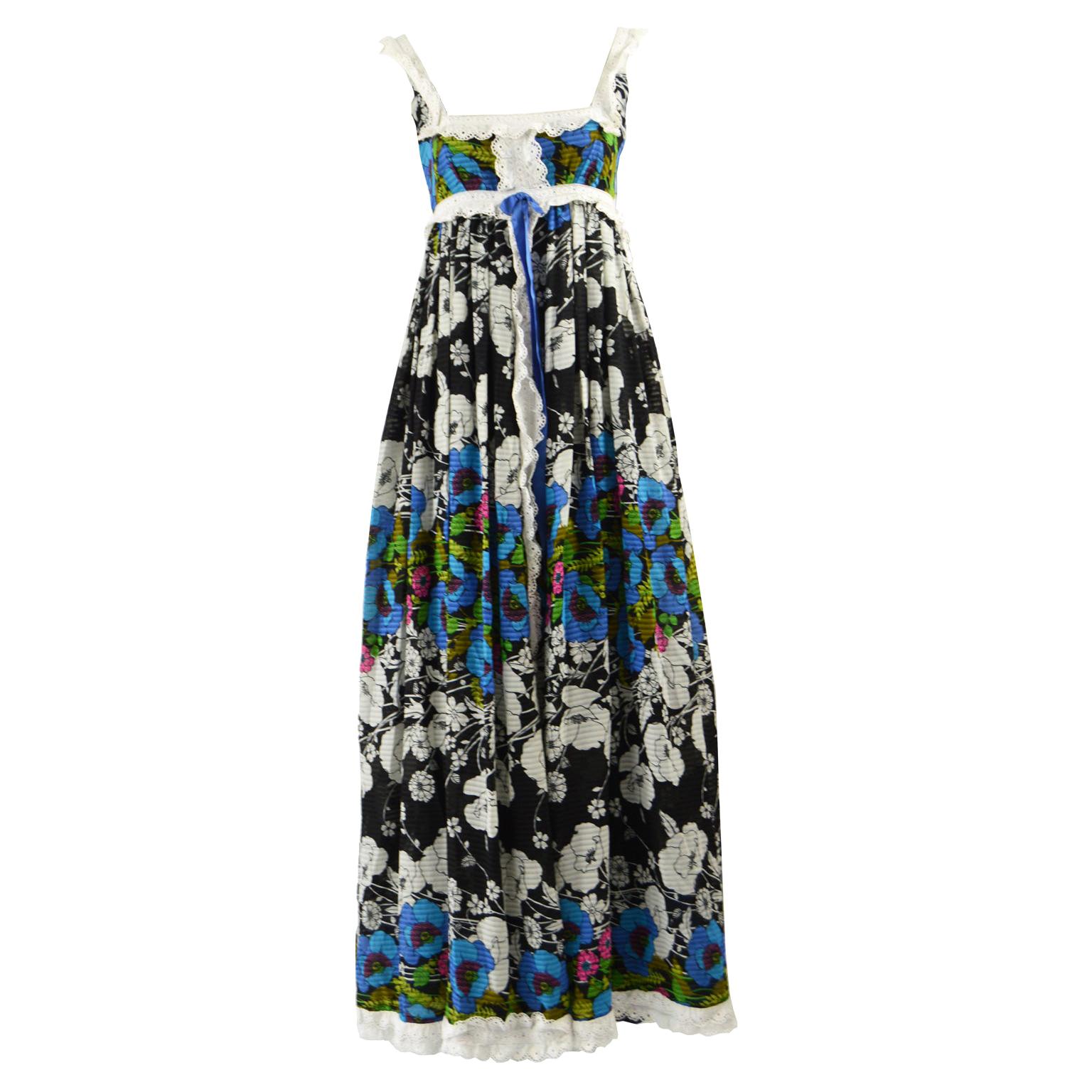 Jean Varon Vintage Sleeveless Boho Maxi Dress, 1970s For Sale at 1stDibs