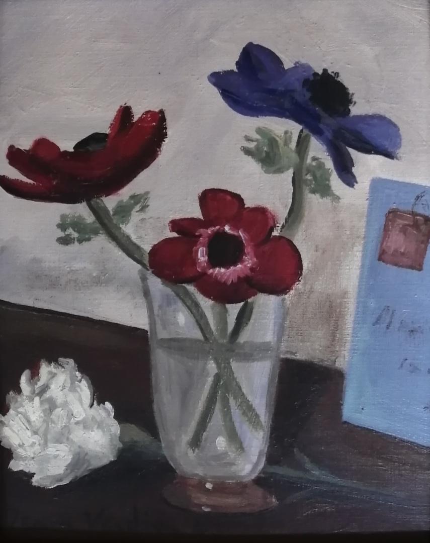 Jean Verdier - Anemones and white carnation at 1stDibs