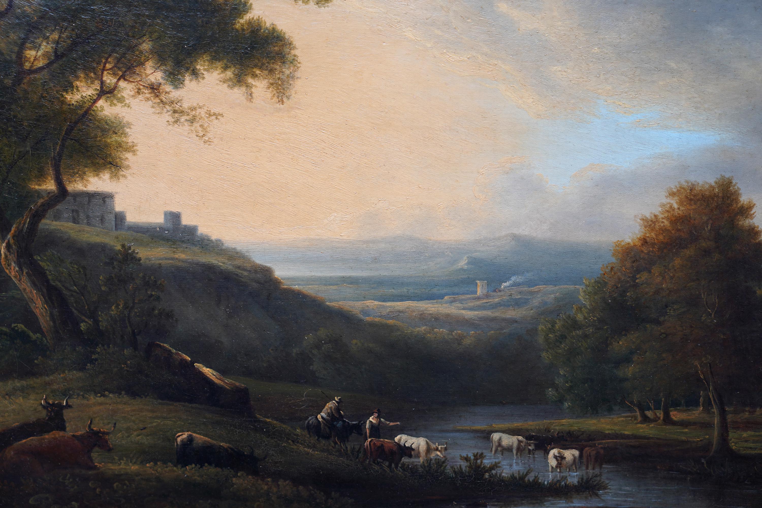 Classical Landscape with Cattle - French 19thC Neo Classical art oil ...