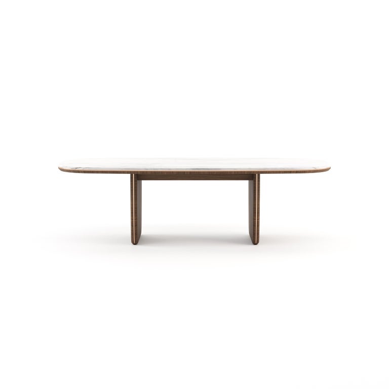 21st-century modern dining table with marble top For Sale at 1stDibs