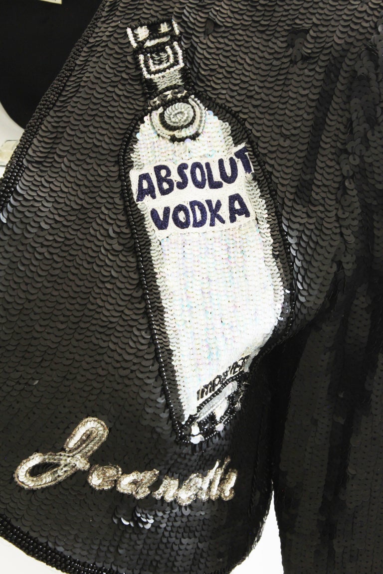 Jeanette Kastenberg Cropped Jacket Absolut Vodka Sequins M 1990s For ...