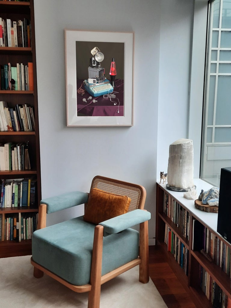 Jeanette May - “Tech Vanitas: Blue Typewriter” contemporary still-life ...