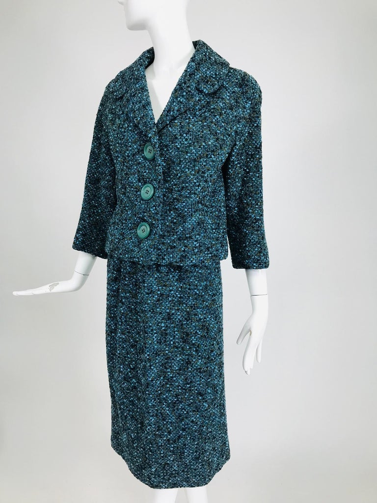Jeanne Lanvin Numbered Couture Early 1960s Blue Tweed Skirt Suit For ...