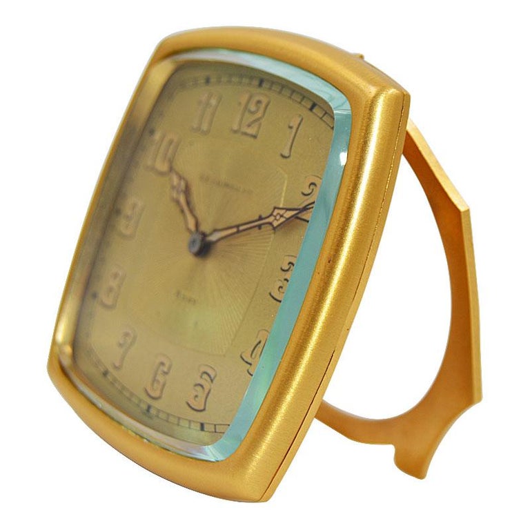 J.E.Caldwell and Co. Art Deco Gilt Brass 8 Day Manual Winding Desk ...