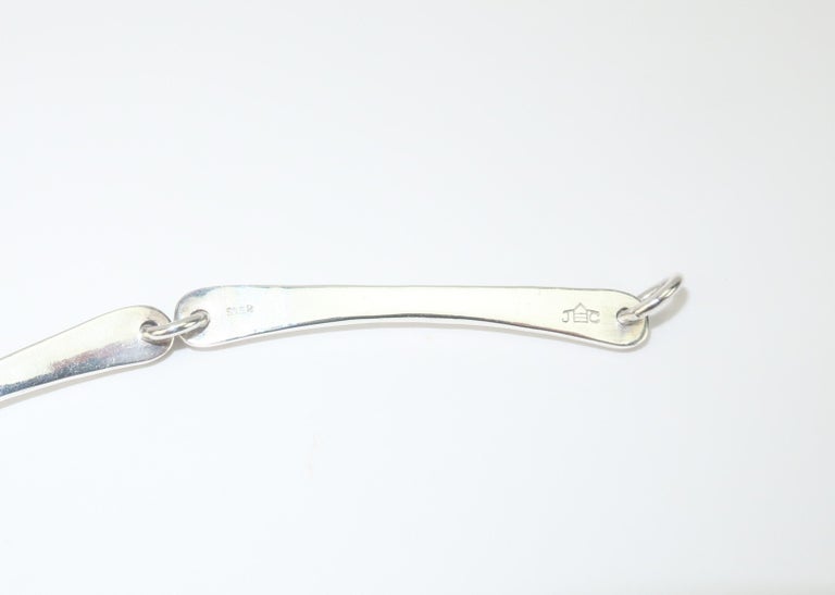 Jeep Collins Bone Heart Pendant Sterling Silver Necklace, 1970's at 1stDibs