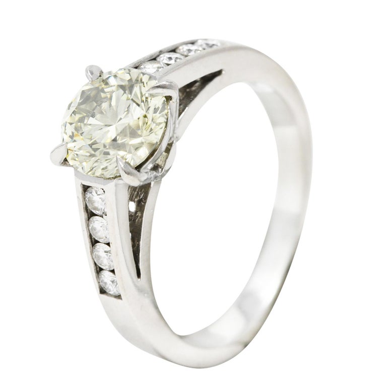 Jeff Cooper 1980's 1.78 Carats Fancy Green Diamond Platinum Channel Set ...